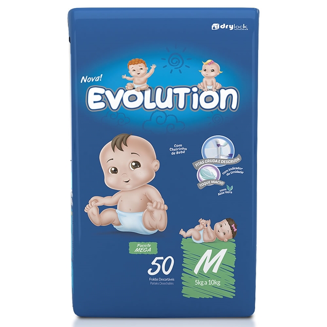 FRALDA DRY EVOLUTION MEGA M 50UN - Fralda Infantil Dry Evolution Mega M ...