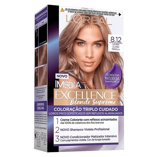 TINTURA IMEDIA BLONDES SUPREME 8.12 LOURO CLARO PEROLA - Tintura Imédia ...