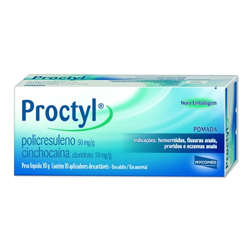 PROCTYL POMADA 30G + 10 APLIC - Proctyl Pomada 30g 10 Aplicadores - PROCTYL