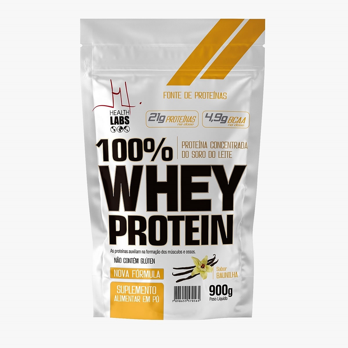 100% Whey Protein Pouch Health Labs Sabor Baunilha 900g - 100% Whey Protein Pouch Health Labs ...