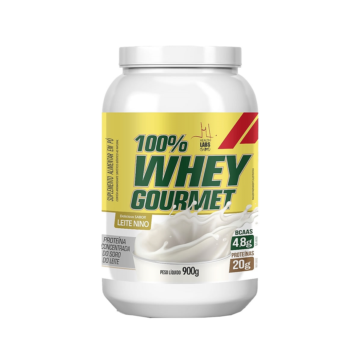 100% Whey Protein Gourmet Health Labs Sabor Leite Nino 900g - 100% Whey ...