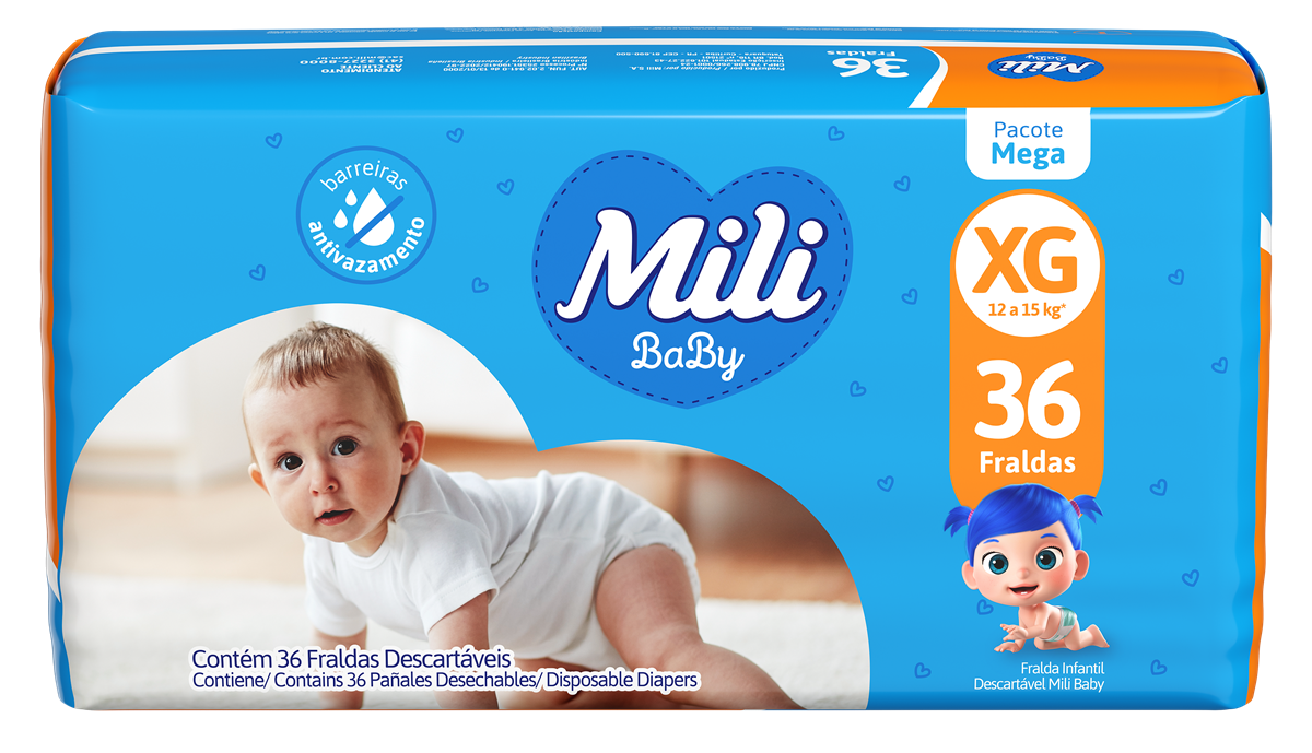 Fralda Infantil Mili Baby Mega Tamanho XG c/ 36 und - Fralda Infantil ...