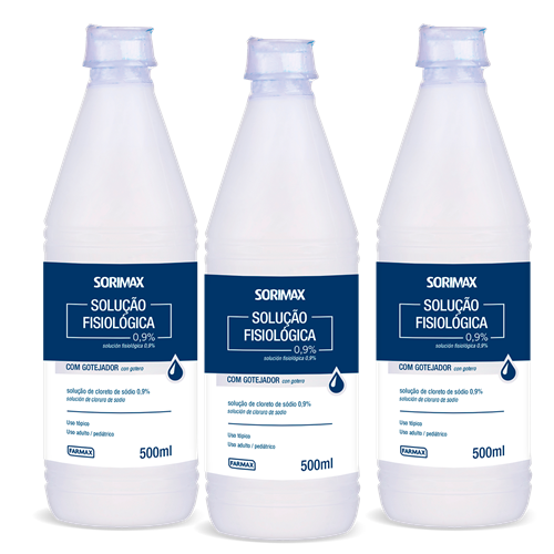 Kit 3 Unidades Soro Fisiológico Sorimax Farmax 500ml - Kit 3 Unidades ...