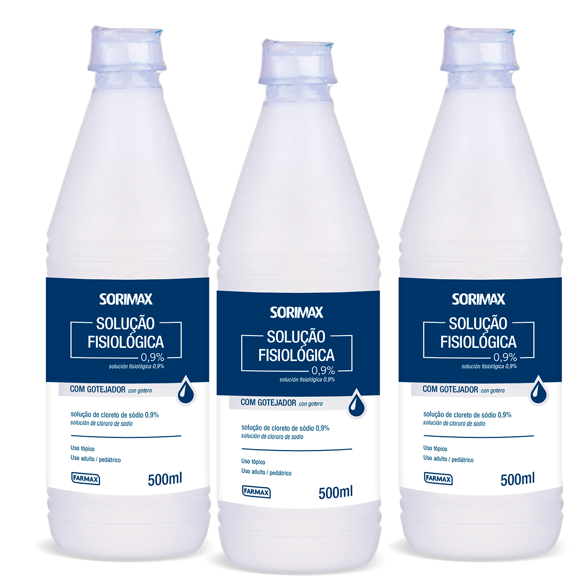 Kit 3 Unidades Soro Fisiológico Sorimax Farmax 500ml - Kit 3 Unidades Soro Fisiológico Sorimax ...
