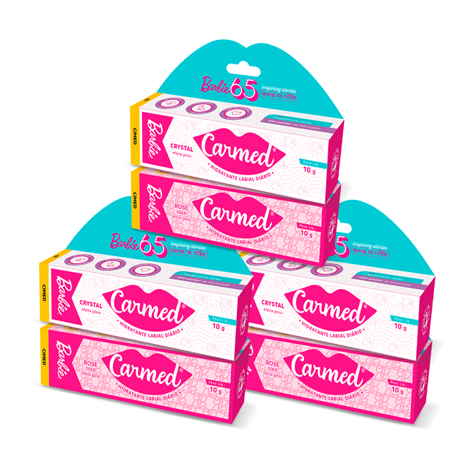 Kit 6 Hidratante Labial Carmed Barbie Efeito Gloss 10g Rose Gold ...