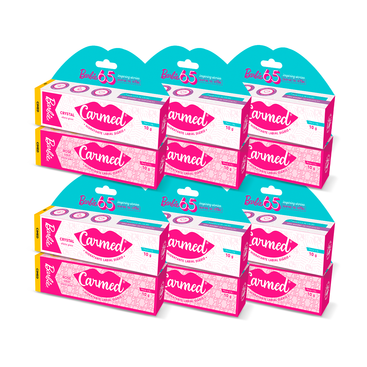 Kit 12 Hidratante Labial Carmed Barbie Efeito Gloss 10g Rose Gold ...