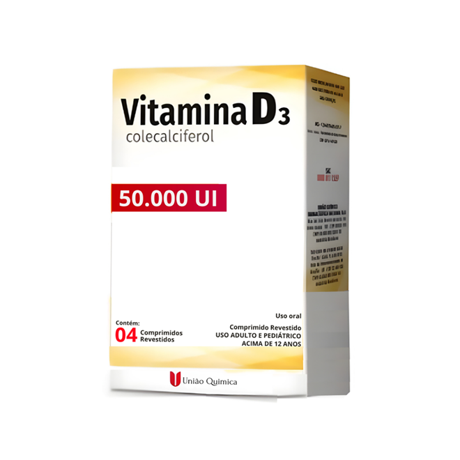 Vitamina D 50.000 UI c/ 4 cápsulas - União Quimica - Vitamina D 50.000 UI c/ 4 cápsulas - União ...