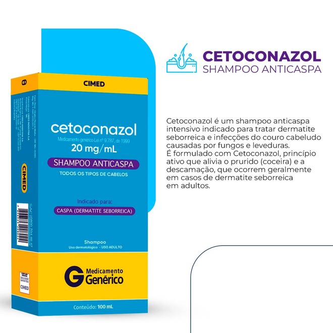 Kit c/ 2 Shampoo Anticaspa Cetoconazol 100ml - CIMED