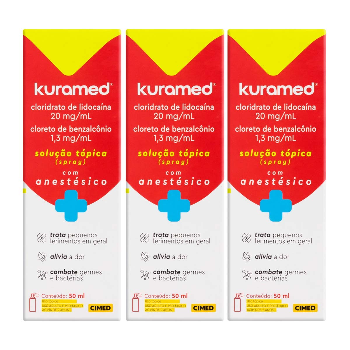 Kit 3 unidades Antissépticos Kuramed Solução 50ml - CIMED